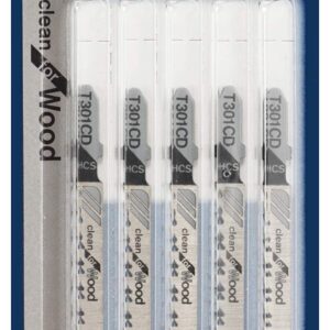 BOSCH T301CD 5-Piece 4-5/8 In. 8 TPI Clean for Wood T-Shank Jig Saw Blades