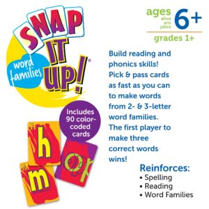 Learning Resources Snap It Up! Phonics & Reading Card Game, Homeschool,Reading Game, 90 Cards Included, Ages 6+