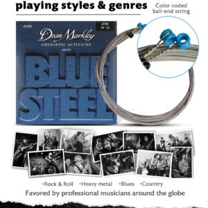 DEAN MARKLEY 2558 Blue Steel Electric Guitar Strings. 6 piece Electric Guitar String Set. Cryogenically Treated for Longer Life, Enhanced Performance, and Superior Sound. Made in USA. Gauges 10-52