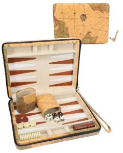 we games magnetic map style backgammon board and carrying strap - board games for adults, travel games, travel backgammon sets for adults