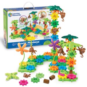 learning resources gears! gears! gears! movin' monkeys building play set, 103 pieces