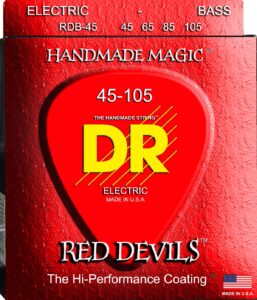 dr strings red devils - extra-life red coated bass 45-105