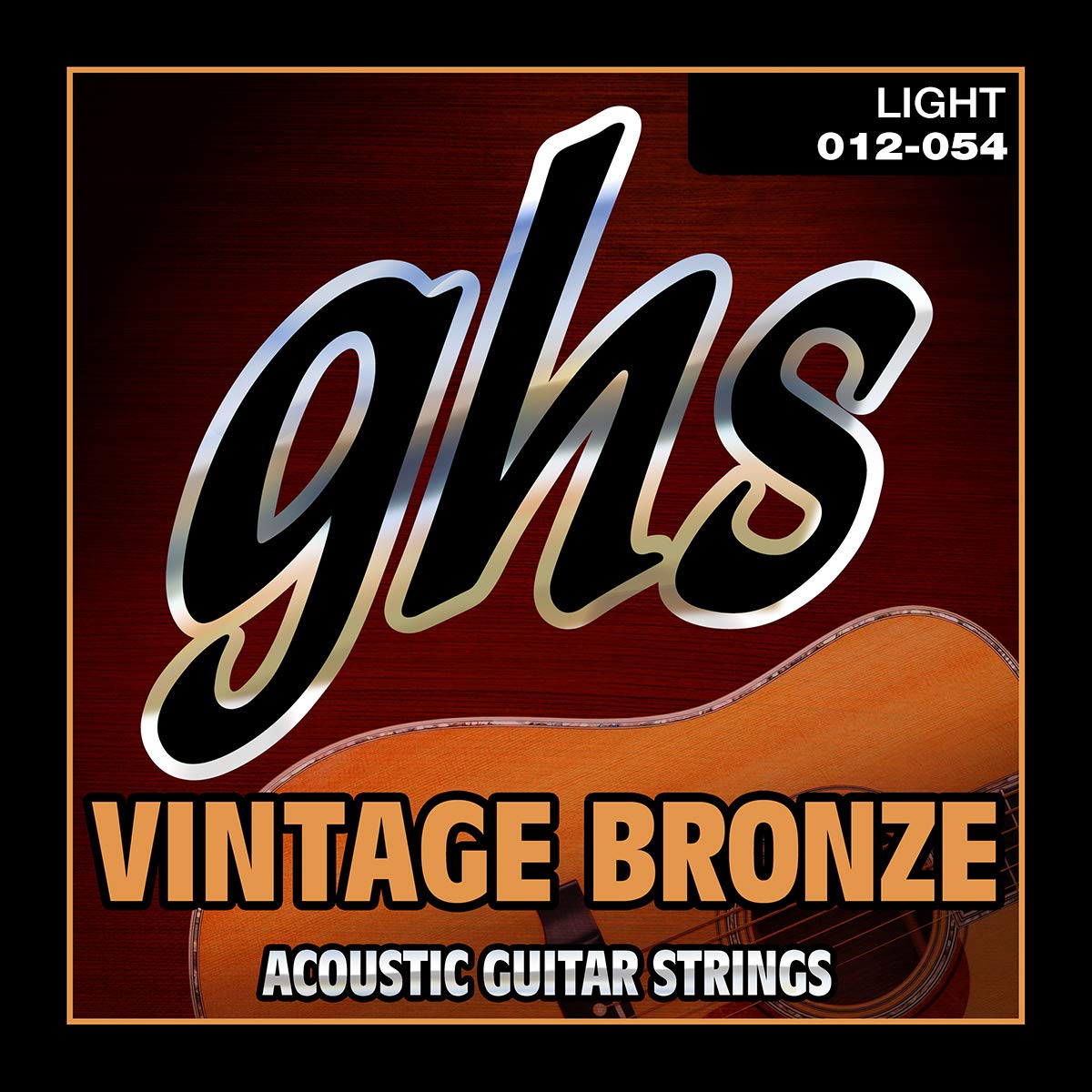 GHS Strings VN-L Vintage Bronze Acoustic Guitar Strings, Light (.012-.054)