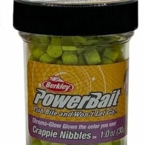 Berkley PowerBait Chroma-Glow Crappie Nibbles, Glow/Chartreuse, Fishing Dough Bait, Scent Dispersion Technology, Irresistible Scent and Flavor, Ideal for Crappie and Other Panfish Species