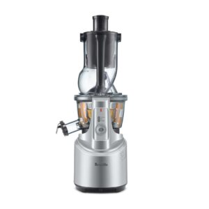 breville big squeeze slow compression juicer, 11" x 9" x 11, silver