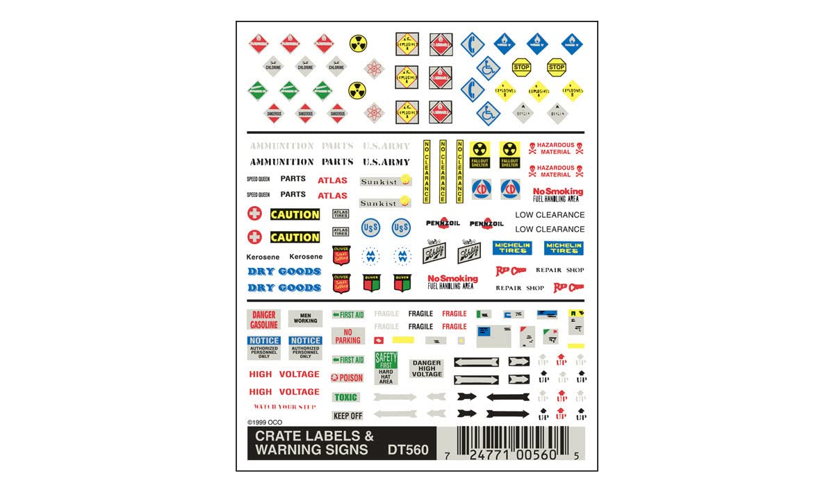 Woodland Scenics Crate Labels & Warning Signs Dry Transfer Decals