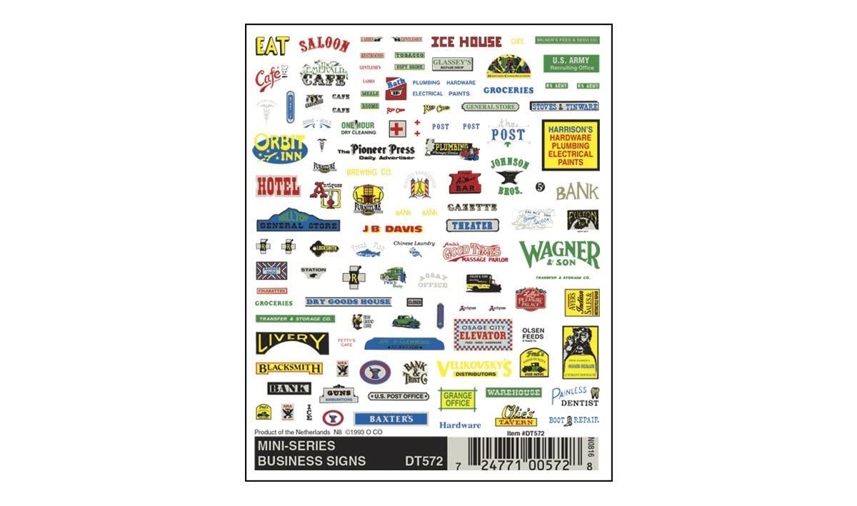 Woodland Scenics Business Signs Mini Series Dry Transfer Decals