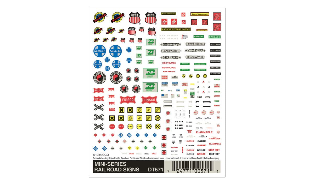 Woodland Scenics Railroad Signs Mini Series Dry Transfer Decals