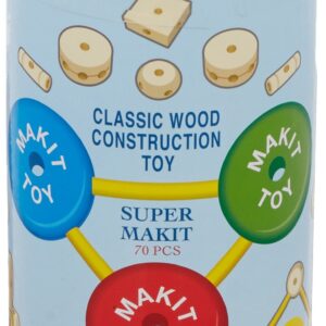 Schylling MKT Super Makit Classic Wood Construction Toy, 3+ years, 70-Pieces (1 EA)