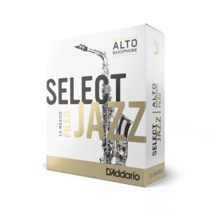 d'addario woodwinds select jazz alto sax reeds, filed, strength 3 soft, 10-pack