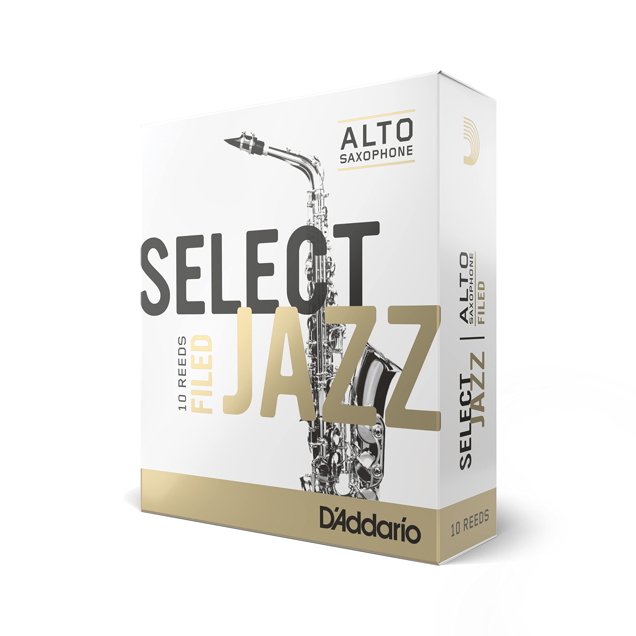 D'Addario Woodwinds Select Jazz Alto Sax Reeds, Filed, Strength 3 Soft, 10-pack