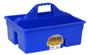 little giant® plastic duratote | horse grooming duratote | durable tote box organizer with easy grip handle | extra thick sidewalls | blue