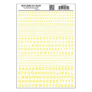 woodland scenics mg724 gothic r.r. letters yellow 1/16-5/16 woou0724