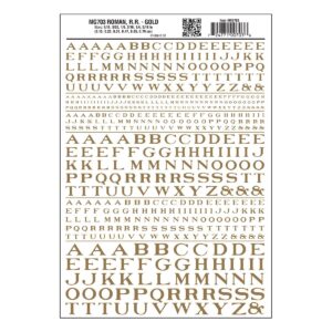 woodland scenics roman letters, gold woomg703