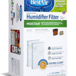 BestAir E2R Extended Life Humidifier Replacement Paper Wick Humidifier Filter, For Emerson & Kenmore Models, 6.5" x 5.5" x 11.5", Single Pack (2 Filters)