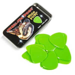 D'Andrea Snarling Dog Brain Nylon Guitar Picks 12 Pack with Tin Box (Green, 0.53mm)