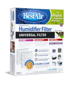 bestair all-1-pdq-5 universal extended life humidifier replacement paper wick filter, for duracraft humidifiers, 7.2" x 9.6" x 1.9", single pack (2 filters)