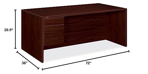 HON 10586LNN 10500 Series Large "L" or "U" 3/4-Height Ped Desk, 72w x 36d, Mahogany