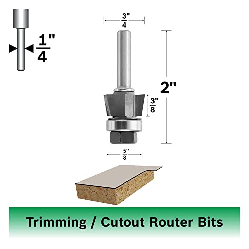 Bosch 85431M 10 degree x 3/8 In. Carbide Tipped 2-Flute Bevel Trim Assembly Bit