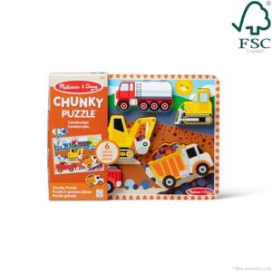 Melissa & Doug Construction Vehicles Wooden Chunky Puzzle (6 pcs) - FSC Certified