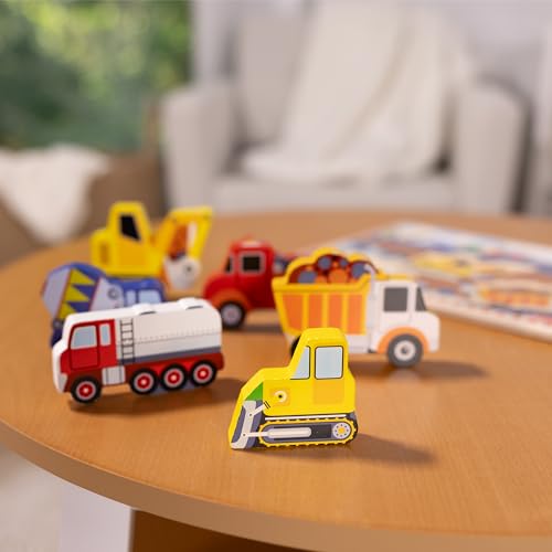 Melissa & Doug Construction Vehicles Wooden Chunky Puzzle (6 pcs) - FSC Certified