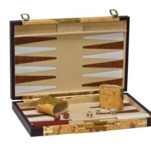 CHH Imports 15 Inch Backgammon Set In Brown Vinyl Map Design Case