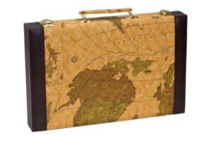 chh imports 15 inch backgammon set in brown vinyl map design case