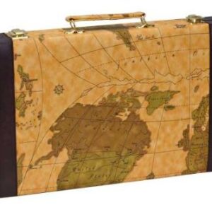 CHH Imports 15 Inch Backgammon Set In Brown Vinyl Map Design Case