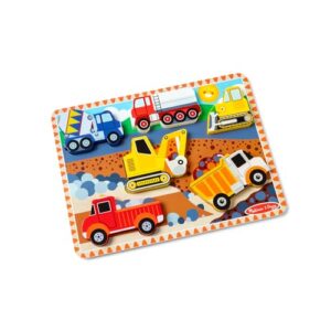 melissa & doug construction vehicles wooden chunky puzzle (6 pcs) - fsc certified