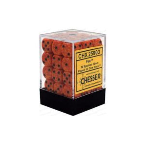 dnd dice set-chessex d&d dice-12mm speckled fire plastic polyhedral dice set-dungeons and dragons dice includes 36 dice – d6