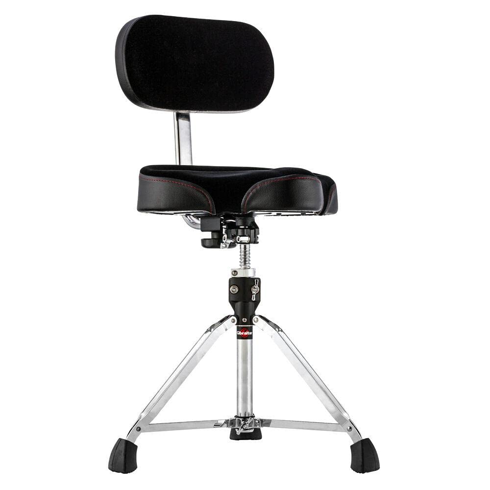 Gibraltar 9608MB 9000 Series Cordura Saddle Seat Drum Throne, Adjustable Backrest, Oversized Motorcycle Seat, Heavy Duty