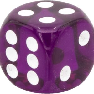 Chessex Dice Translucent Purple 6 Sided 16mm Dice Block (12-Dice), Purple/White (23607)