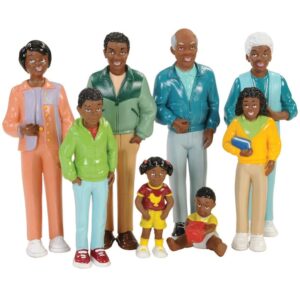 creative minds marvel education african american family toy figure set for kids ages 3+, set of 8 inclusive and diverse dollhouse toy figurines, multicolor