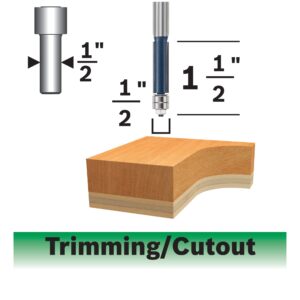 Bosch 85601M 1/2 In. x 1-1/2 In. Carbide Tipped 2-Flute Templet Trim Bit