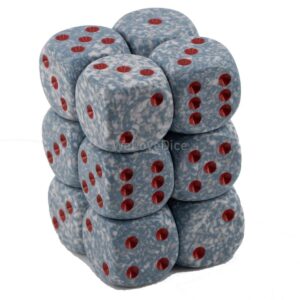 chessex dice d6 sets: air speckled - 16mm six sided die (12) block of dice