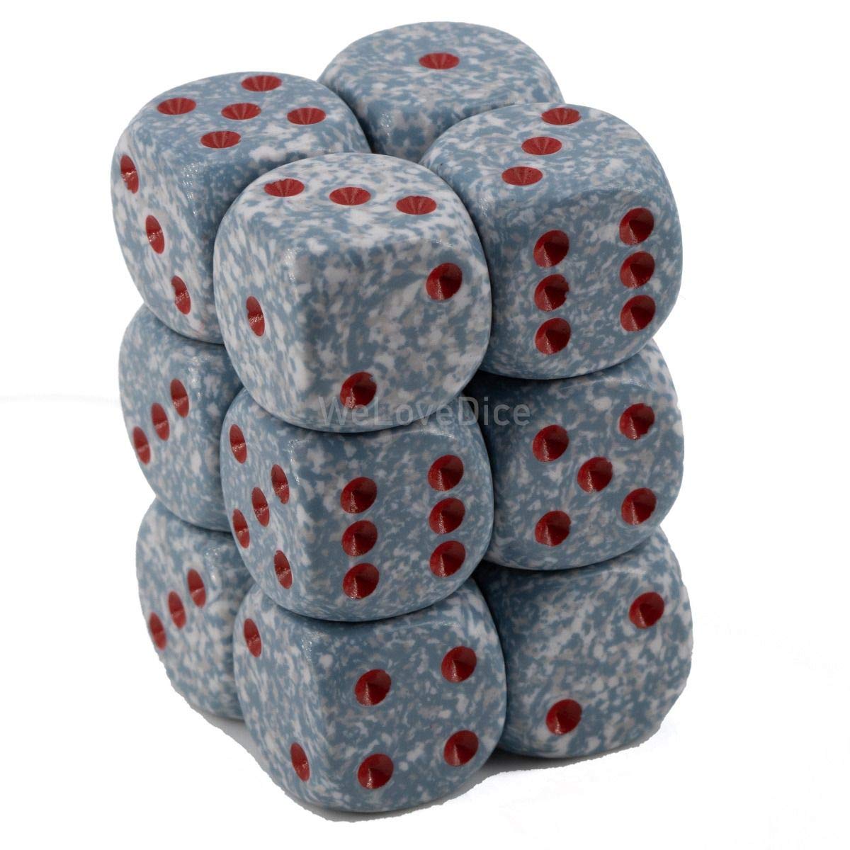 Chessex Dice d6 Sets: Air Speckled - 16mm Six Sided Die (12) Block of Dice