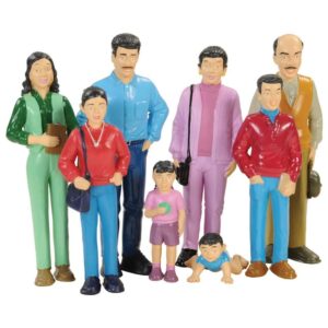 creative minds marvel education hispanic family toy figure set for kids ages 3+, set of 8 inclusive and diverse dollhouse toy figurines, multicolor