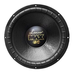 lanzar 15in car subwoofer speaker - black non-pressed paper cone, stamped steel basket, dual 4 ohm impedance, 1200 watt power and rubber suspension for vehicle audio stereo sound system - max15d