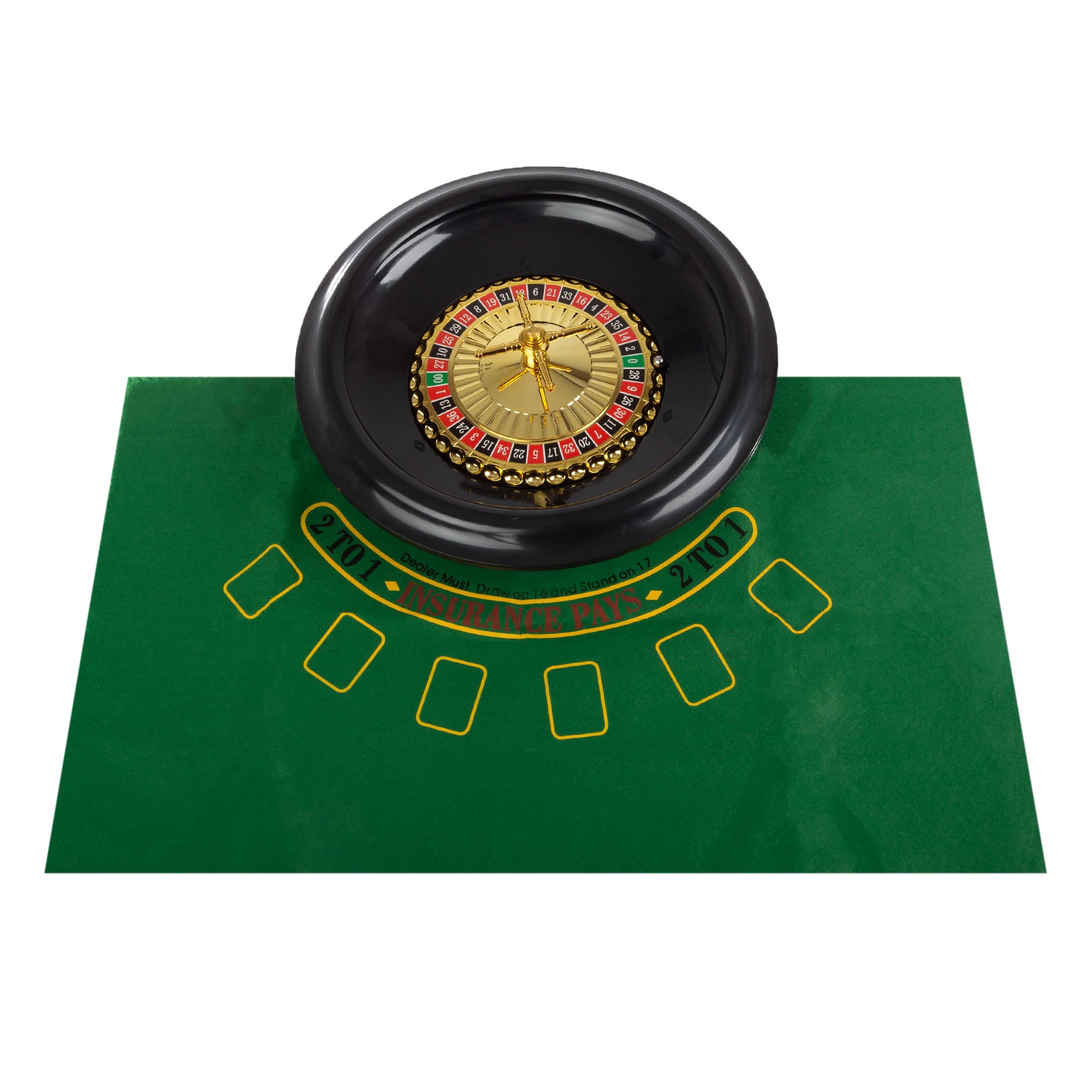 Trademark Poker Roulette Wheel Set – 16-Inch Gambling Wheel with Reversible Roulette and Black Jack Table Cotton, Chips, 2 Decks of Cards, and More