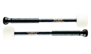 promark bass drum mallets - large felt - traditional style marching mallet - black satin aluminum shafts - non slip grip - length: 14-1/8 inch - head size: 2-1/2 inch felt - 1 pair