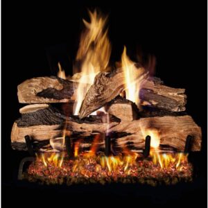 peterson real fyre 24-inch split oak designer plus log set with vented natural gas g45 burner - match light