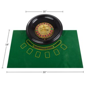 Trademark Poker Roulette Wheel Set – 16-Inch Gambling Wheel with Reversible Roulette and Black Jack Table Cotton, Chips, 2 Decks of Cards, and More