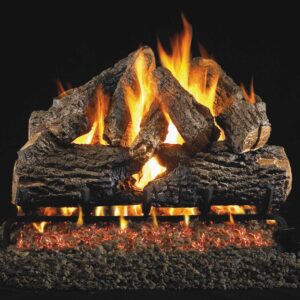 peterson real fyre 18 inch charred oak log set with vented natural gas g45 burner - match light