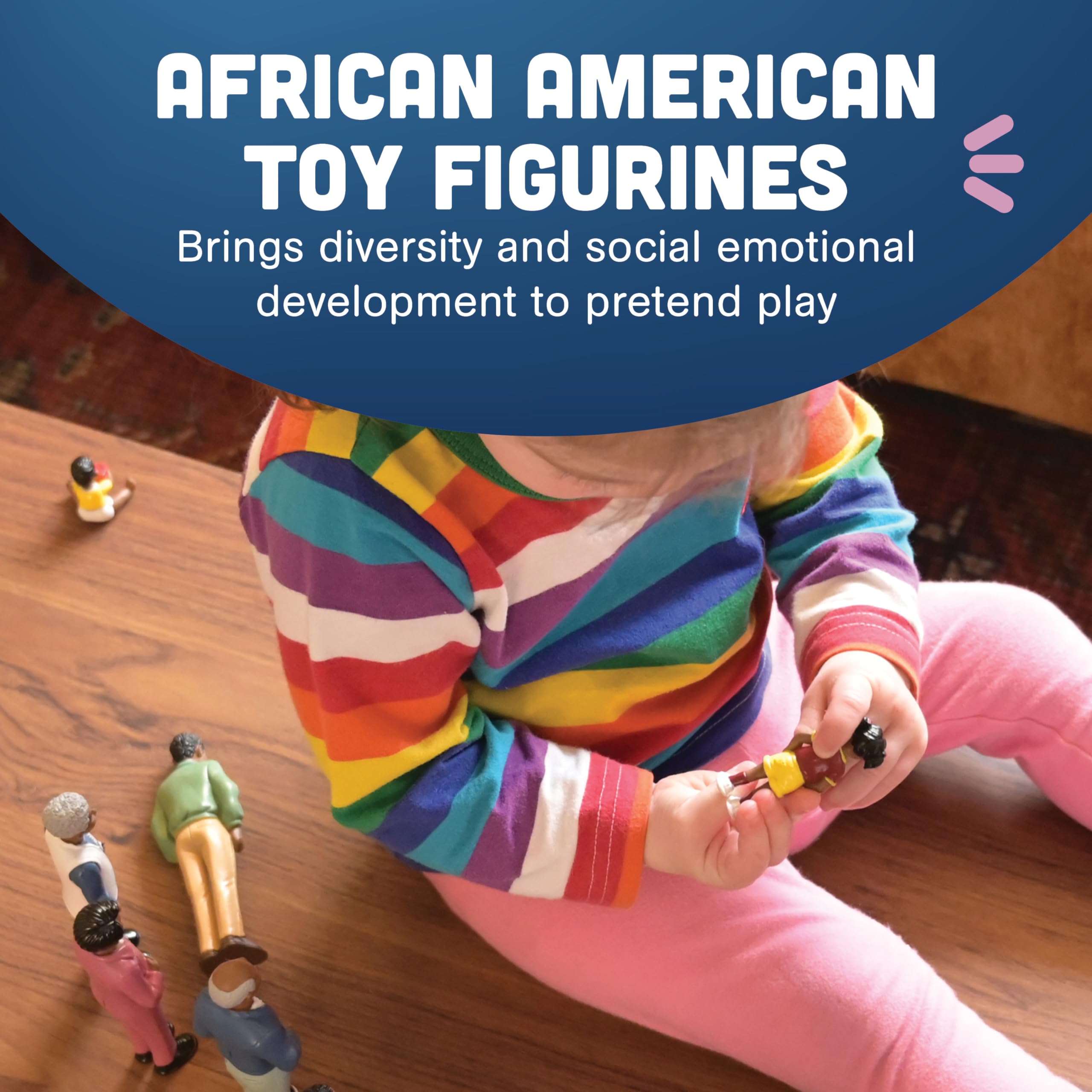 Creative Minds Marvel Education African American Family Toy Figure Set for Kids Ages 3+, Set of 8 Inclusive and Diverse Dollhouse Toy Figurines, Multicolor