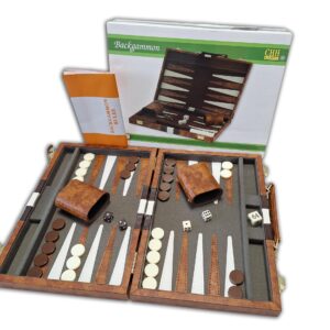 CHH 18" Brown and White Backgammon Set