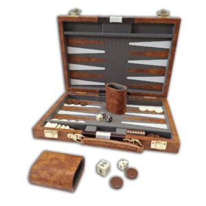 CHH 18" Brown and White Backgammon Set