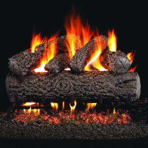 realfyre peterson 24-inch oak log set with vented g45 dual- flame burner - match-light (natural-gas)