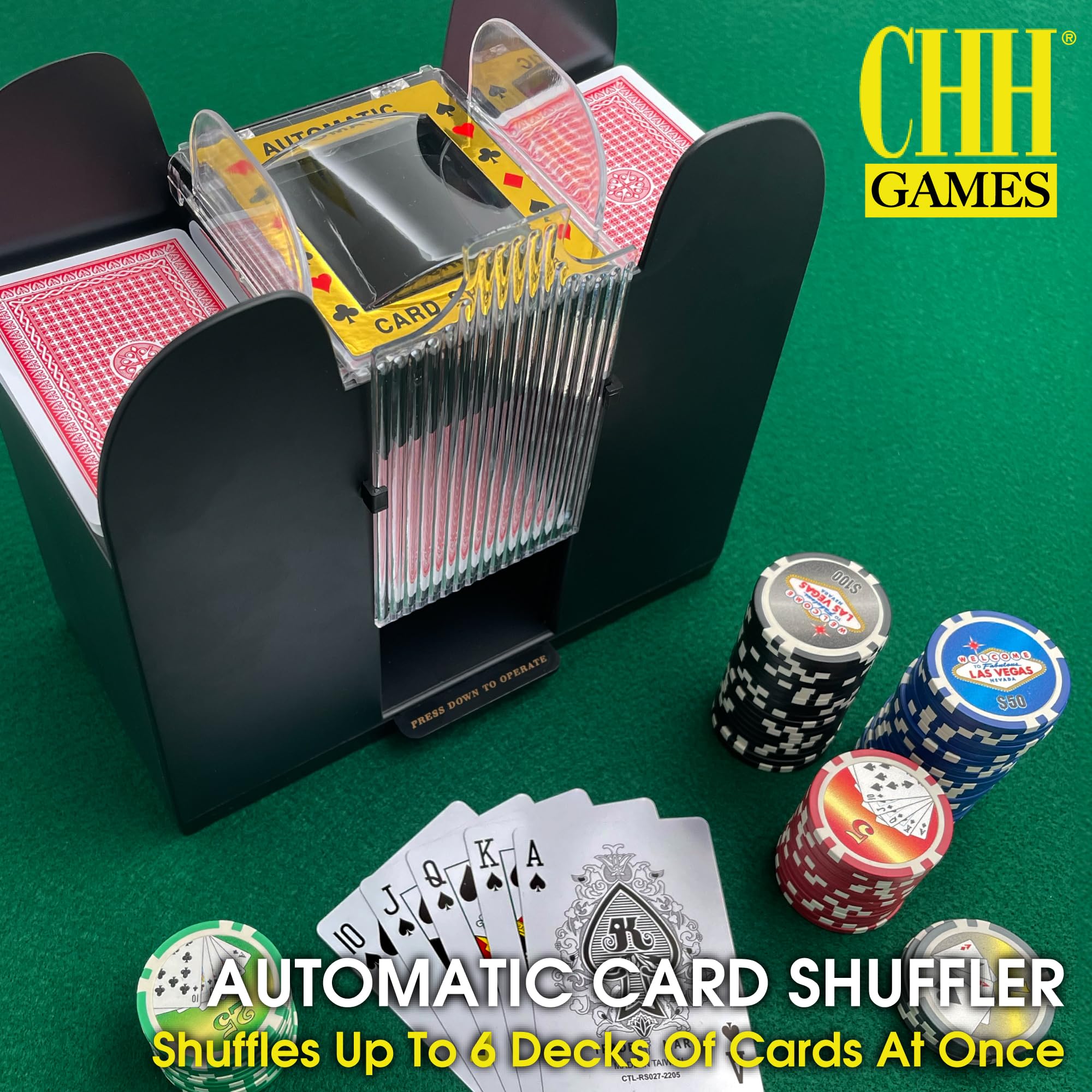 CHH 6-Deck Card Shuffler, Black, 6 Deck