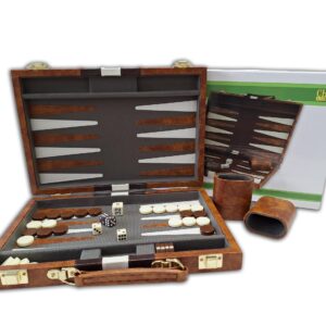 CHH 18" Brown and White Backgammon Set