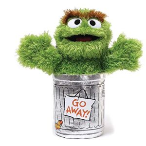 gund sesame street official oscar the grouch muppet plush, premium plush toy for ages 1 & up, green/silver, 10”